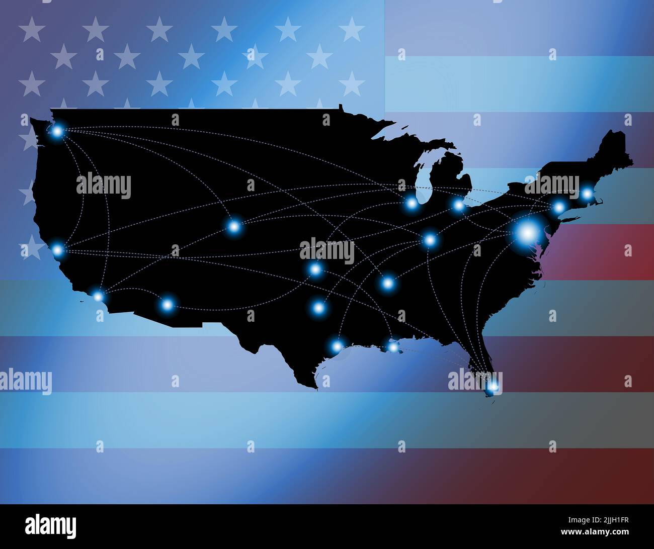 a map of the united states with some connections between the greatest ...