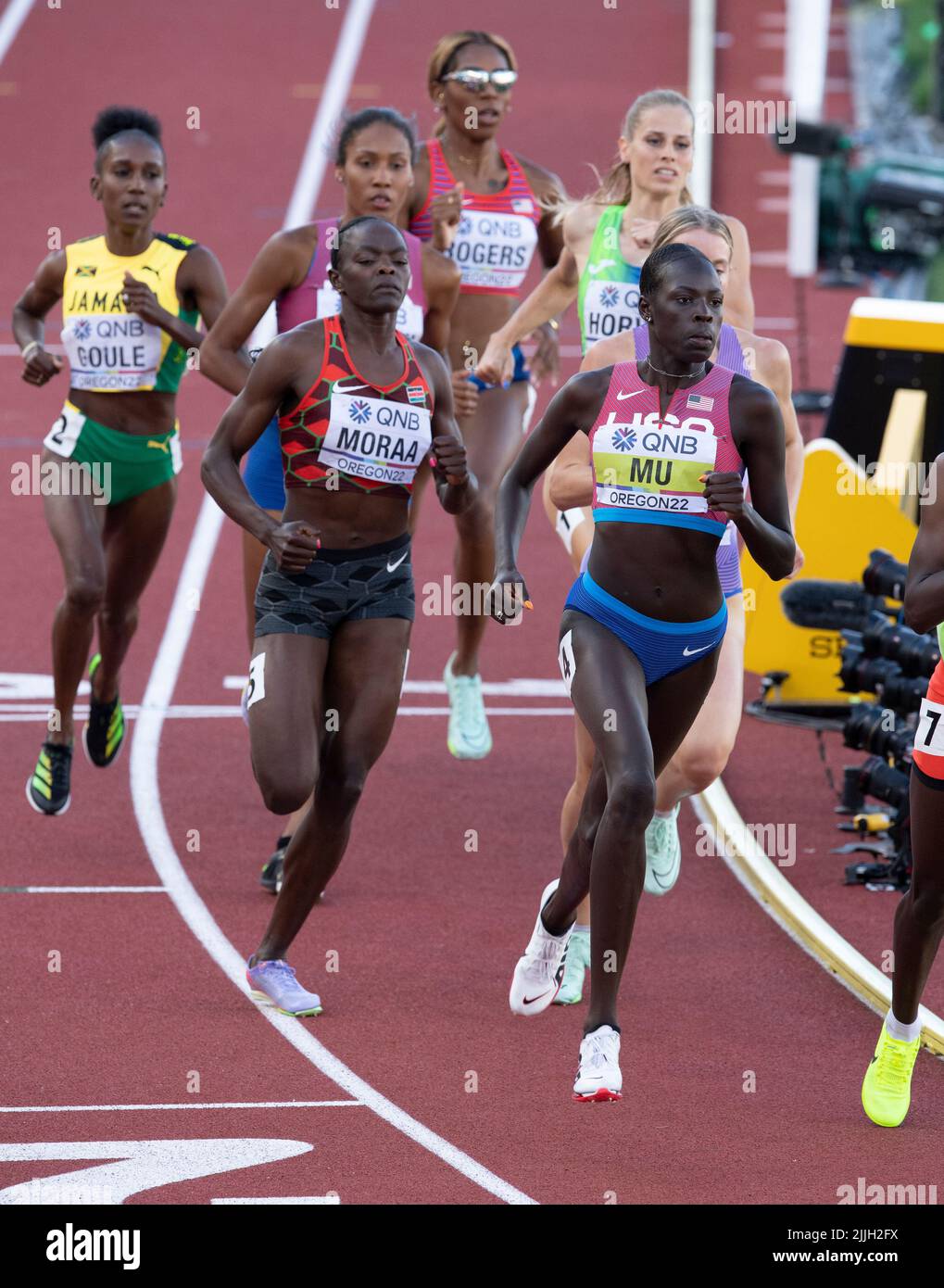 Mary Moraa (KEN) and Anita Horvat (USA) competing in the women’s 800m ...