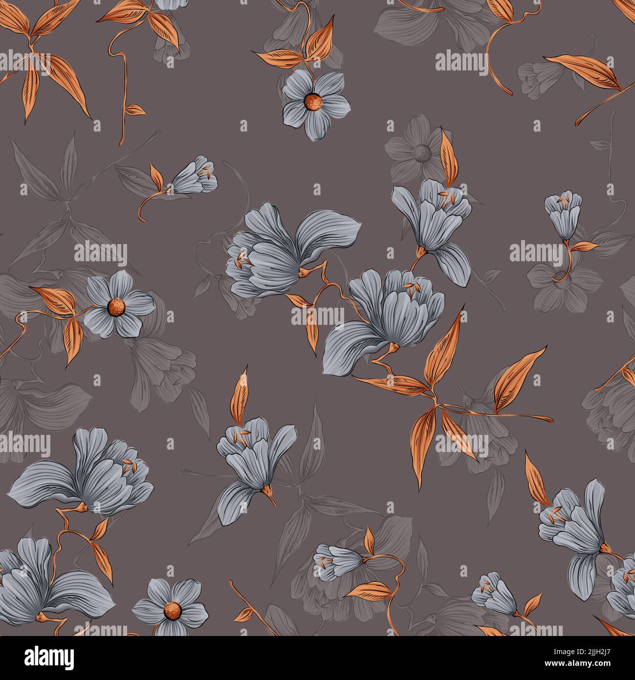 textile flower bunch seamless digital design on color background Stock ...