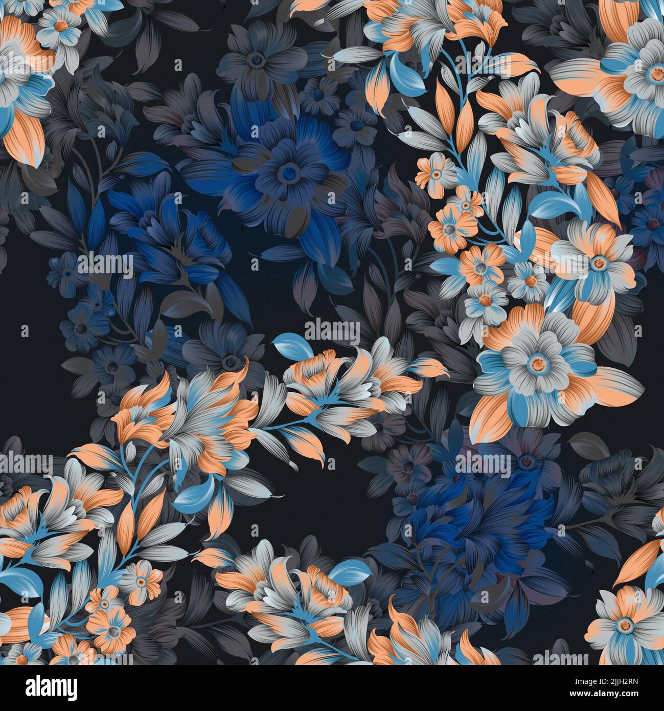 textile flower bunch seamless digital design on color background Stock ...