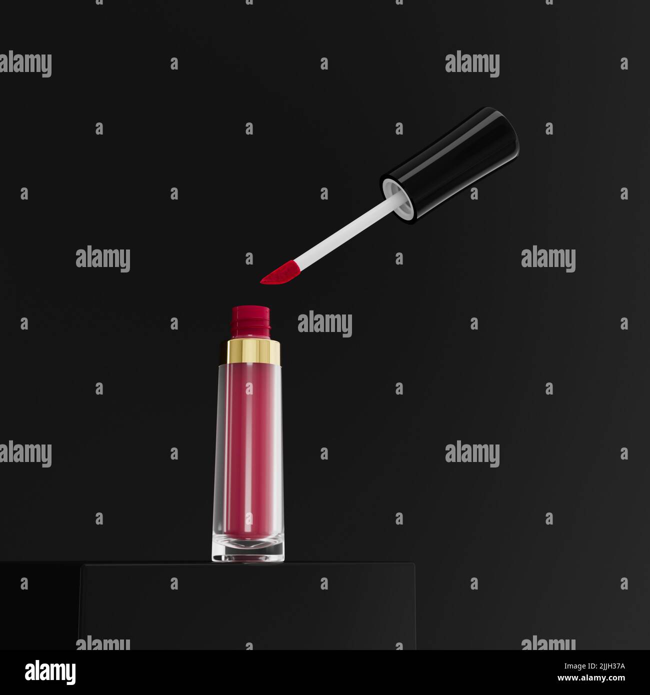 A 3d rendering of opened lip gloss tube isolated on black background ...