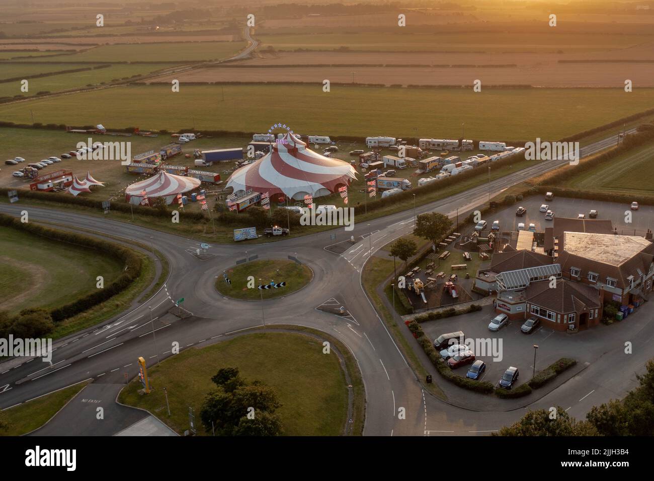 Planet Circus performing in Scarborough North Yorkshire , Aerial Drone ...