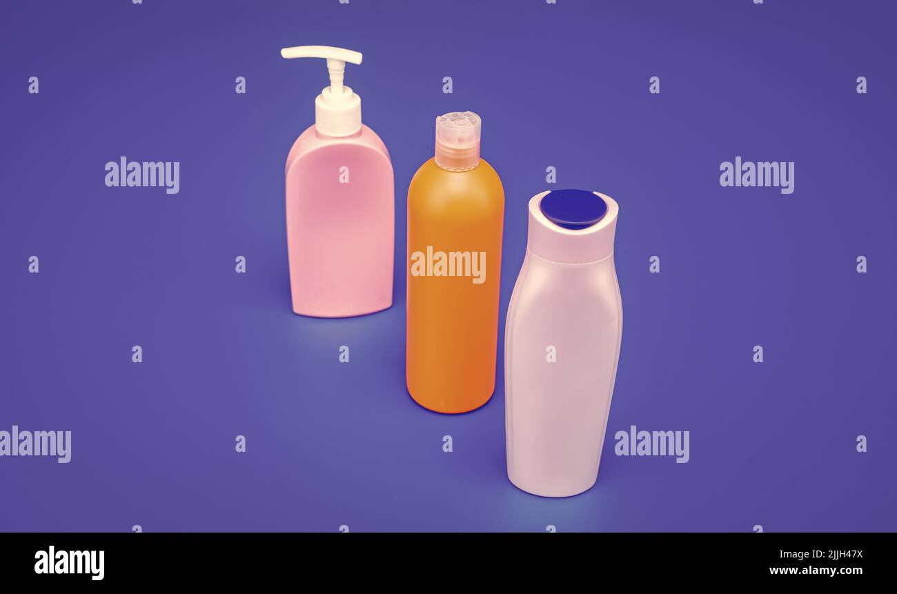 Refillable plastic toiletry packaging containers HDPE multicolor blue ...