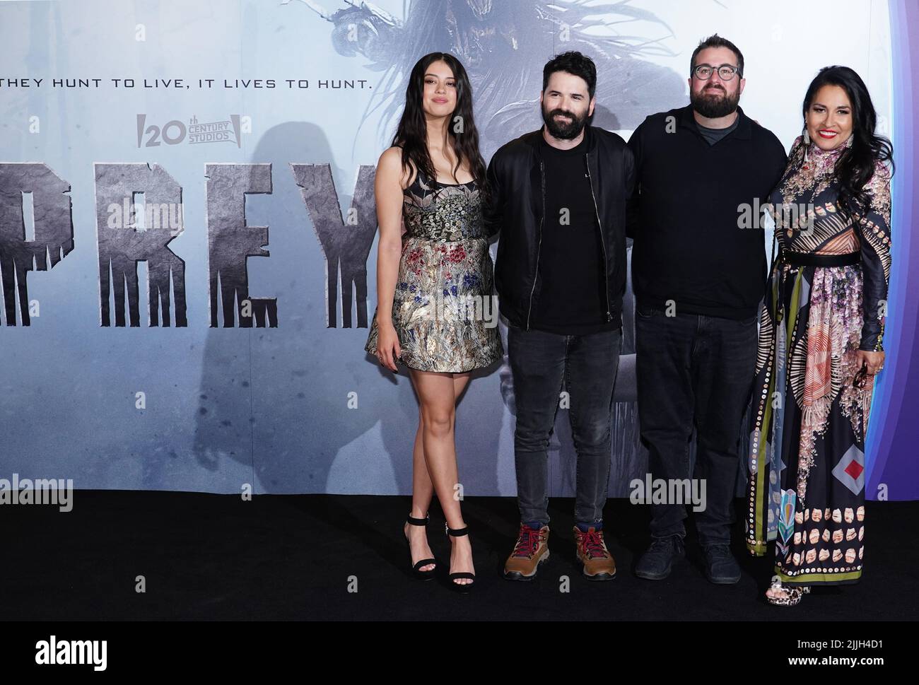 (Left to right) Amber Midthunder, Dan Trachtenberg, Ben Rosenblatt and ...