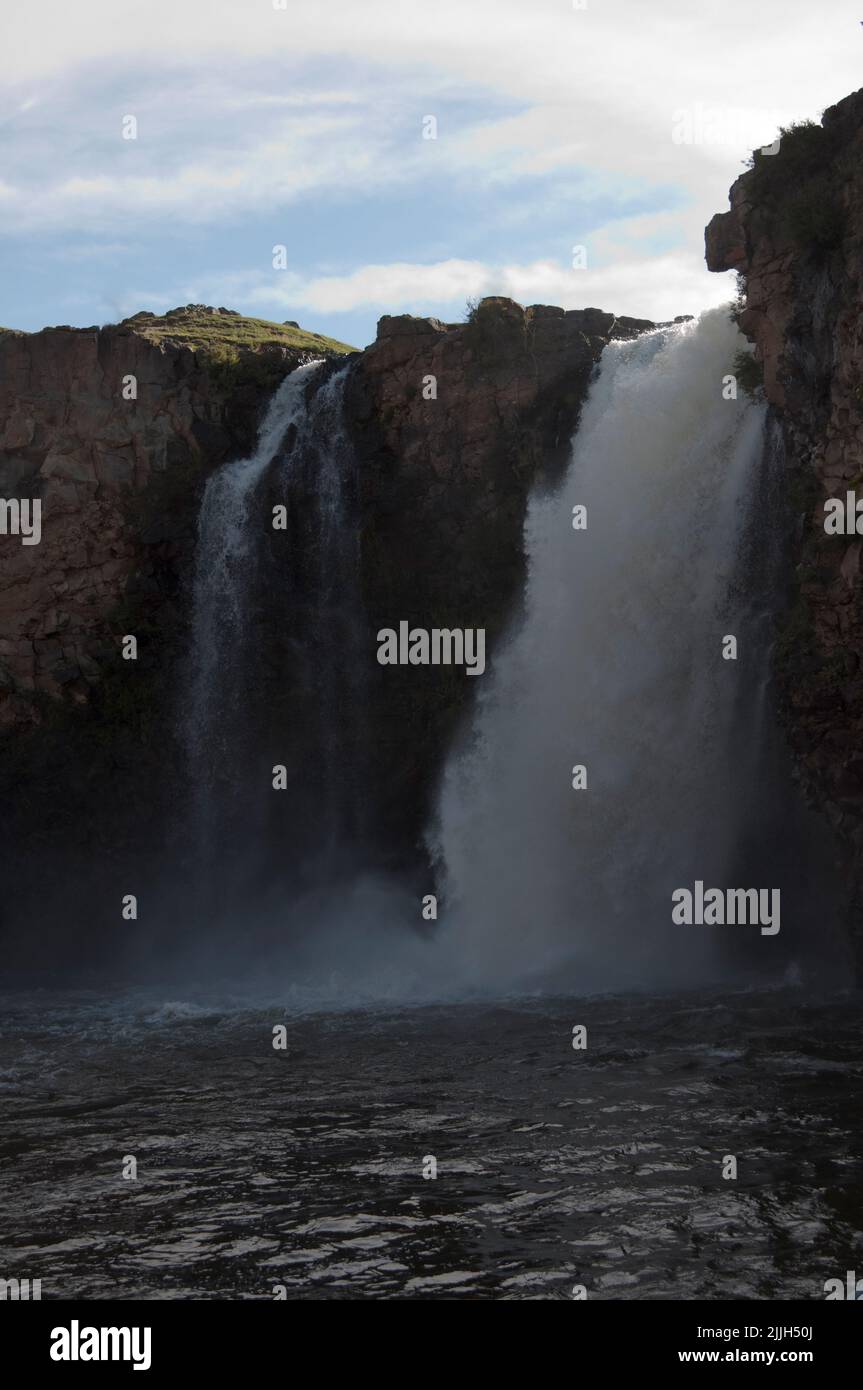 Orkhon waterfall, one of the best sights in central Mongolia. About 25m ...