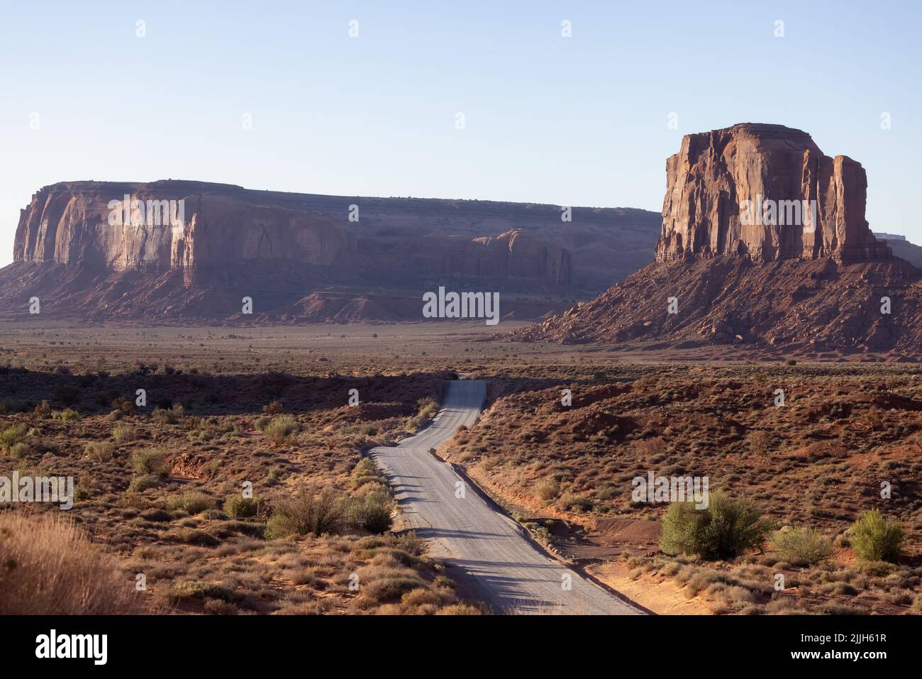 Dirt Road in a Desert Rocky Mountain American Landscape. Morning Sunny ...