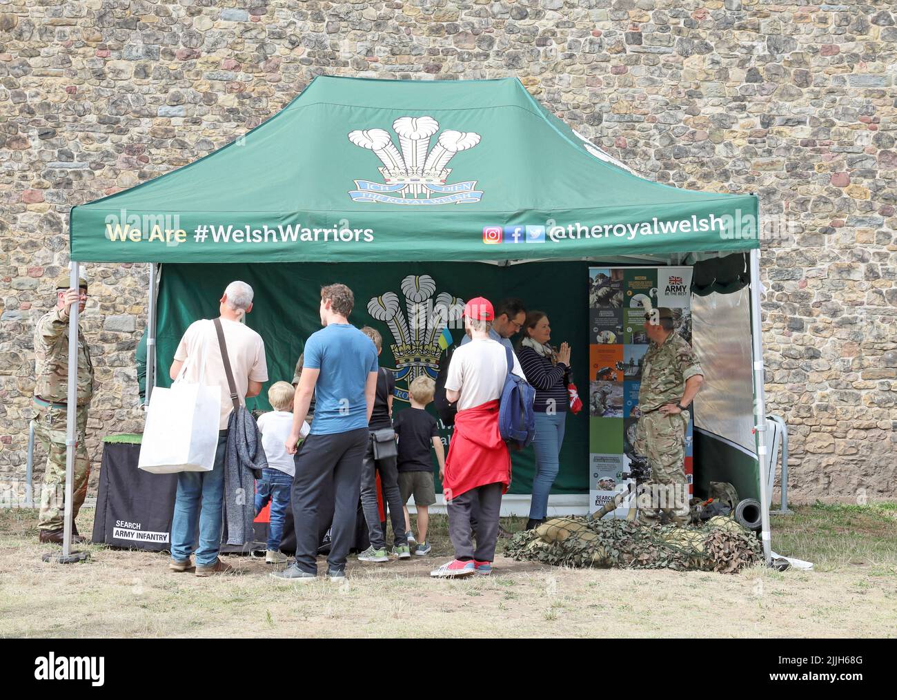 The Royal Welsh Fusiliers soldiers and recruitment stands, outside ...