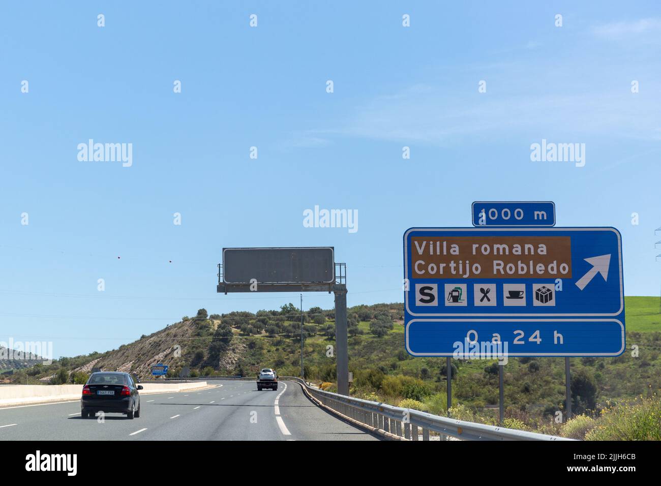 Spanish motorway sign, Spain Stock Photo - Alamy