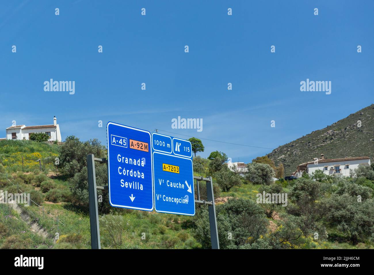 Spanish motorway sign, Spain Stock Photo - Alamy