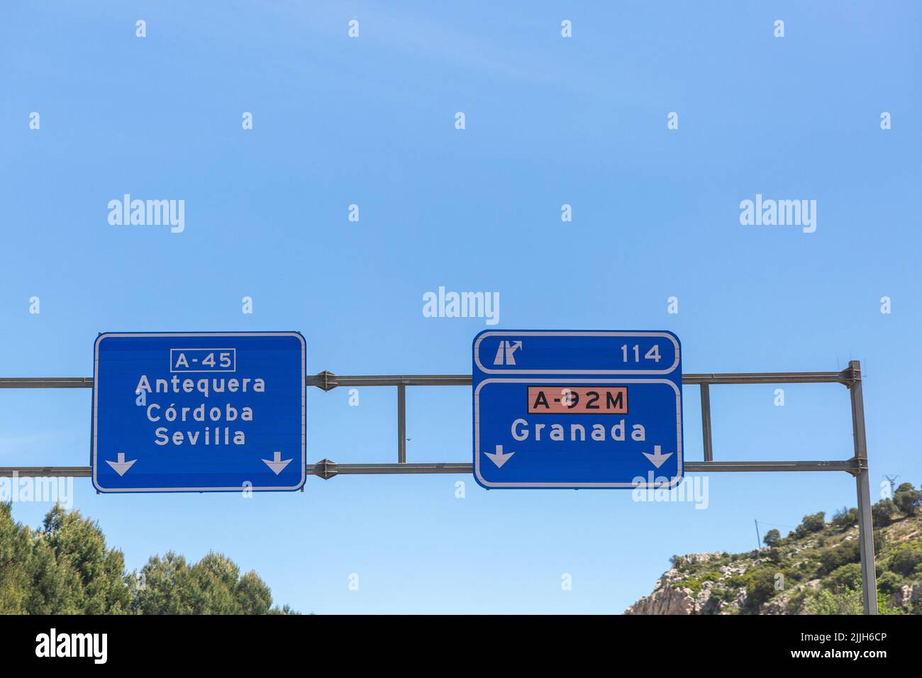 Spanish motorway sign, Spain Stock Photo - Alamy