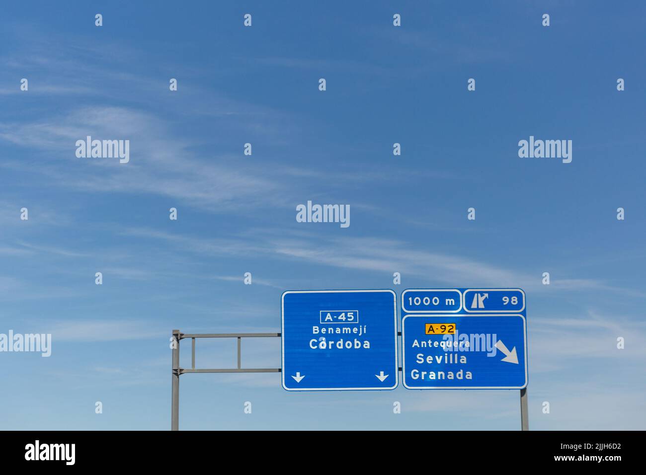 Spanish motorway sign, Spain Stock Photo - Alamy