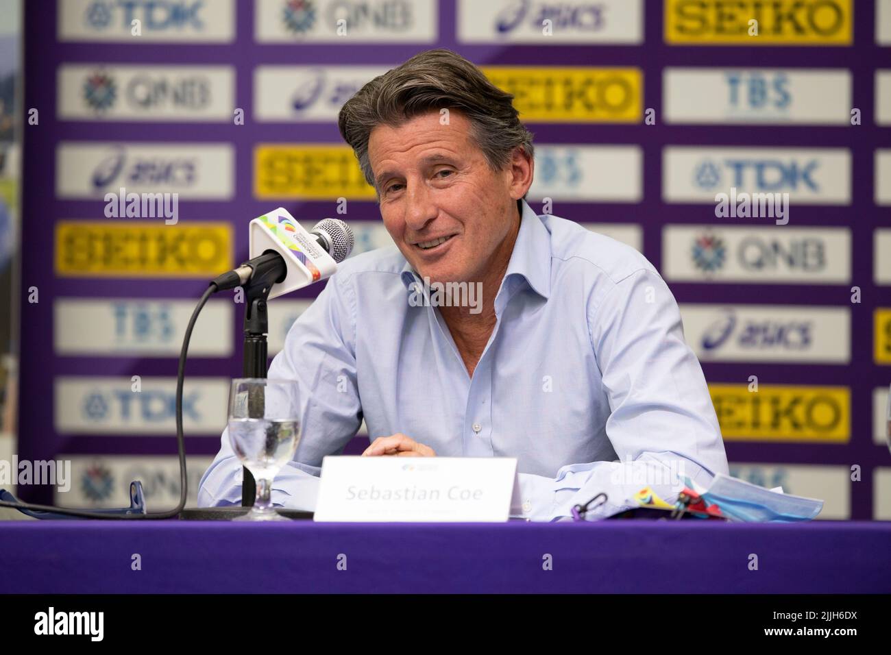 Lord Sebastian Coe press conferance on day ten at the World Athletics ...
