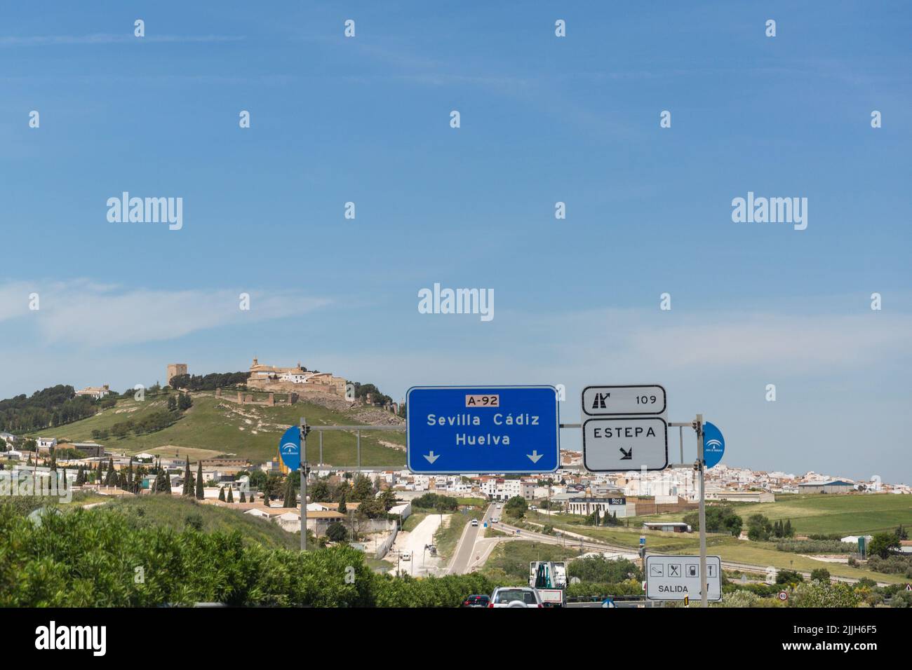 Spanish motorway sign, Spain Stock Photo - Alamy