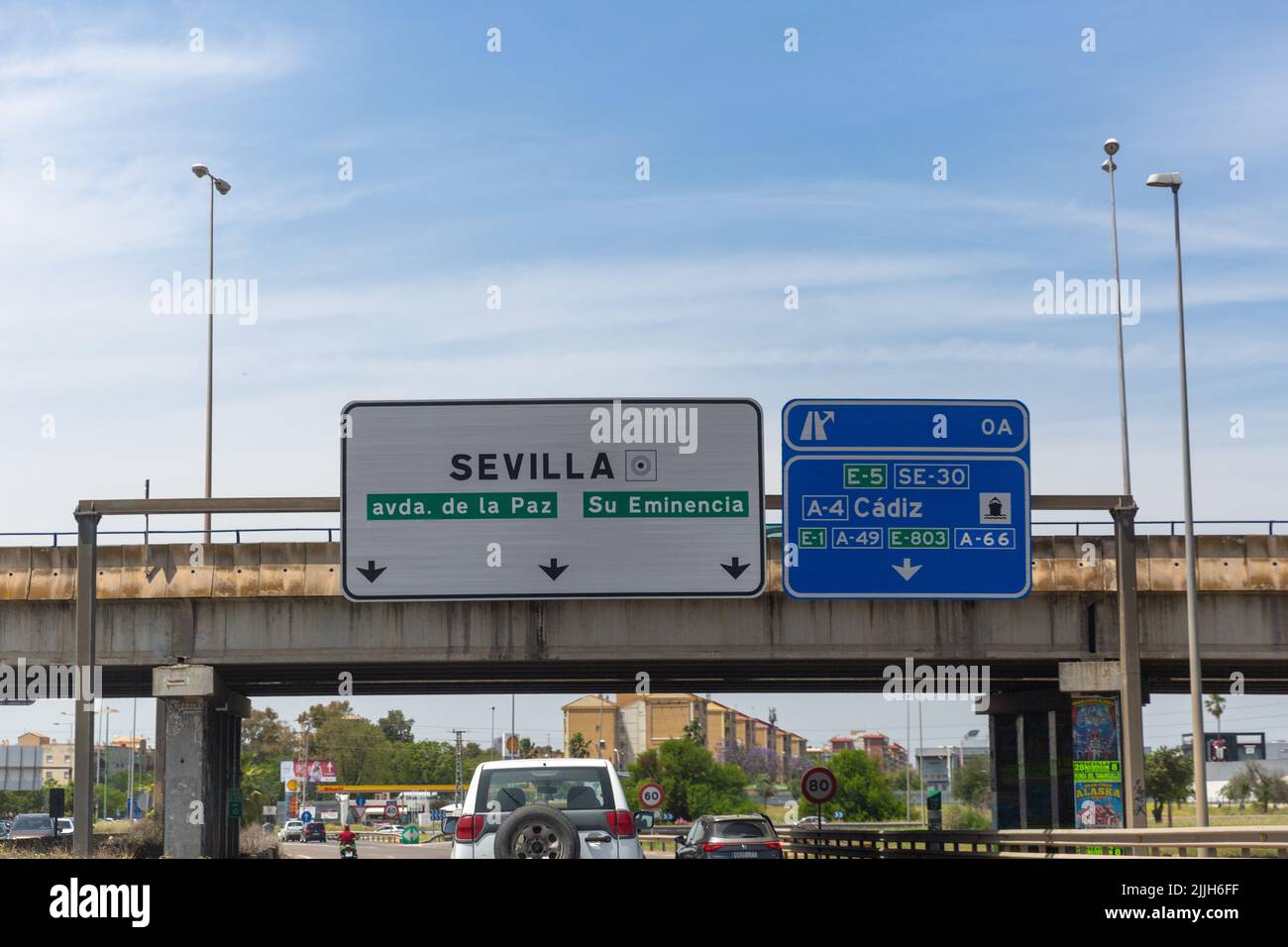 Spanish motorway sign, Spain Stock Photo - Alamy