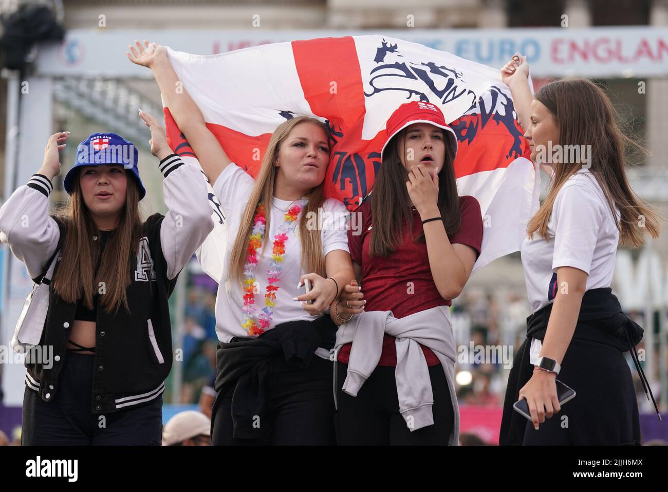 Fans in Trafalgar Square, London, before a screening of the UEFA Women ...