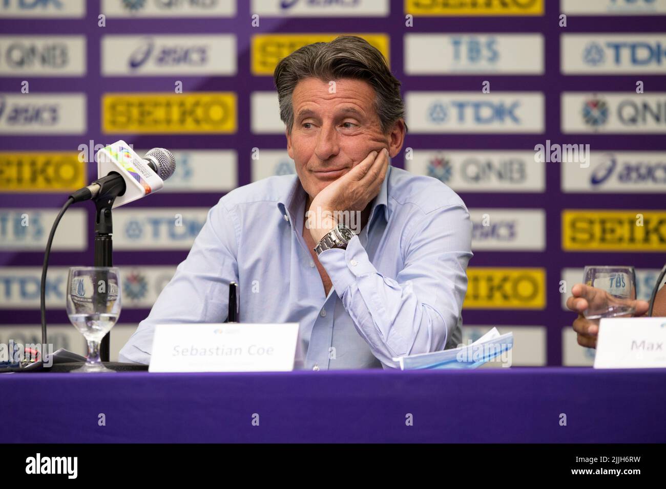 Lord Sebastian Coe press conferance on day ten at the World Athletics Championships, Hayward ...
