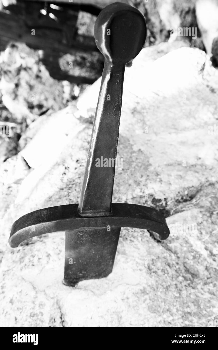 Excalibur the sword in the stone as in the legend of king arthur Stock ...