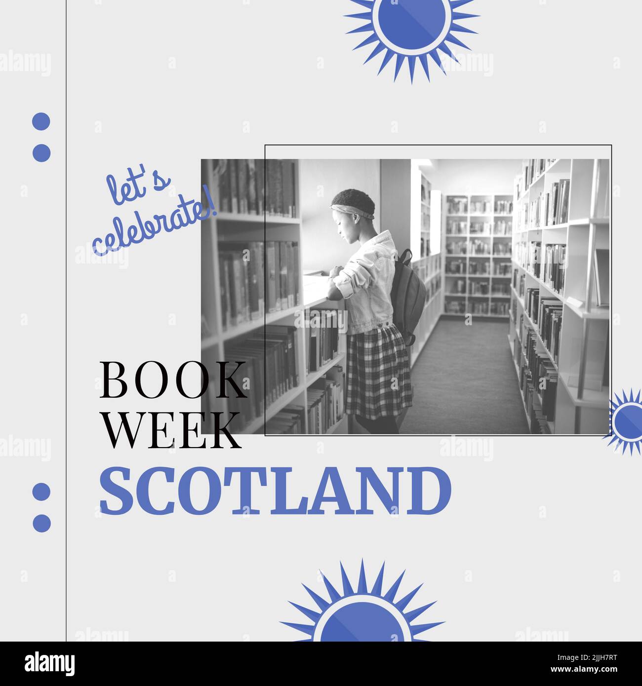 Composition of book week scotland text with african american student ...
