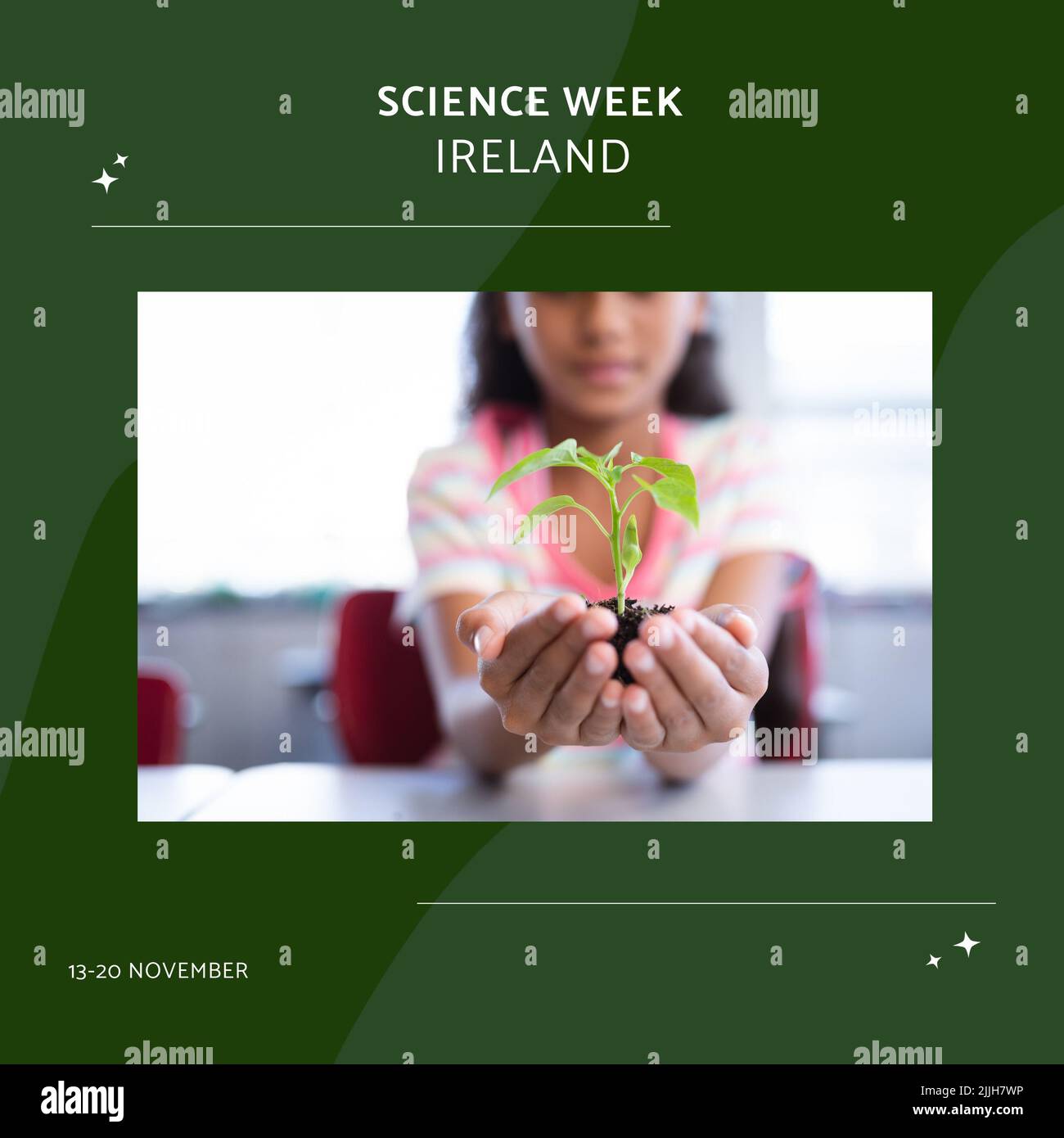 Composition of science week ireland text with biracial schoolgirl on ...