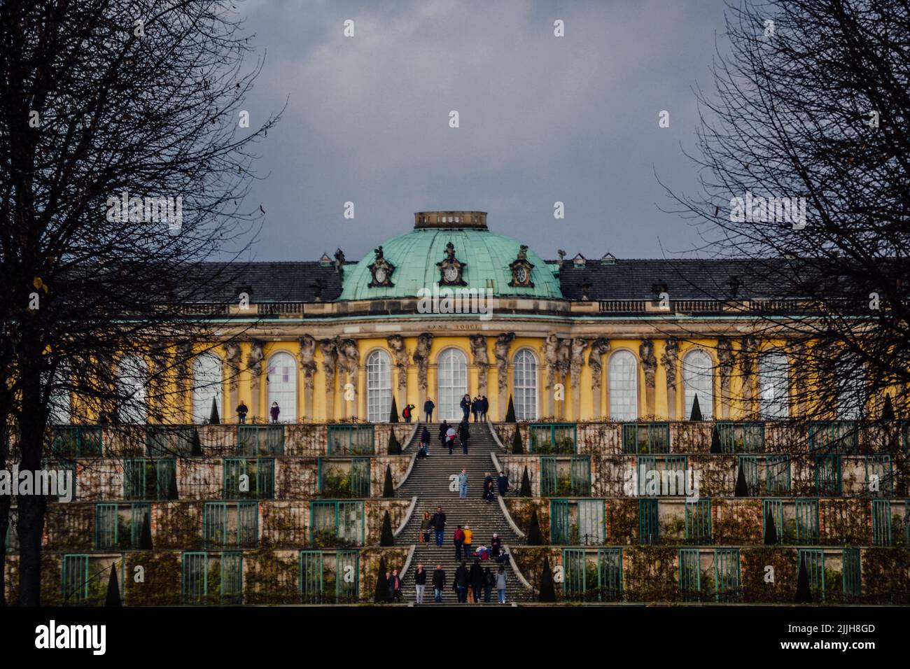 A beautiful view of the Sanssouci palace and park in Potsdam, Germany ...