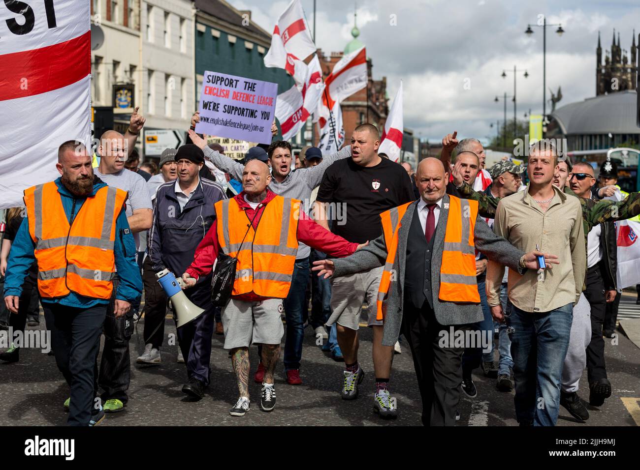 The people protesting during the EDL march through Newcastle city Stock ...