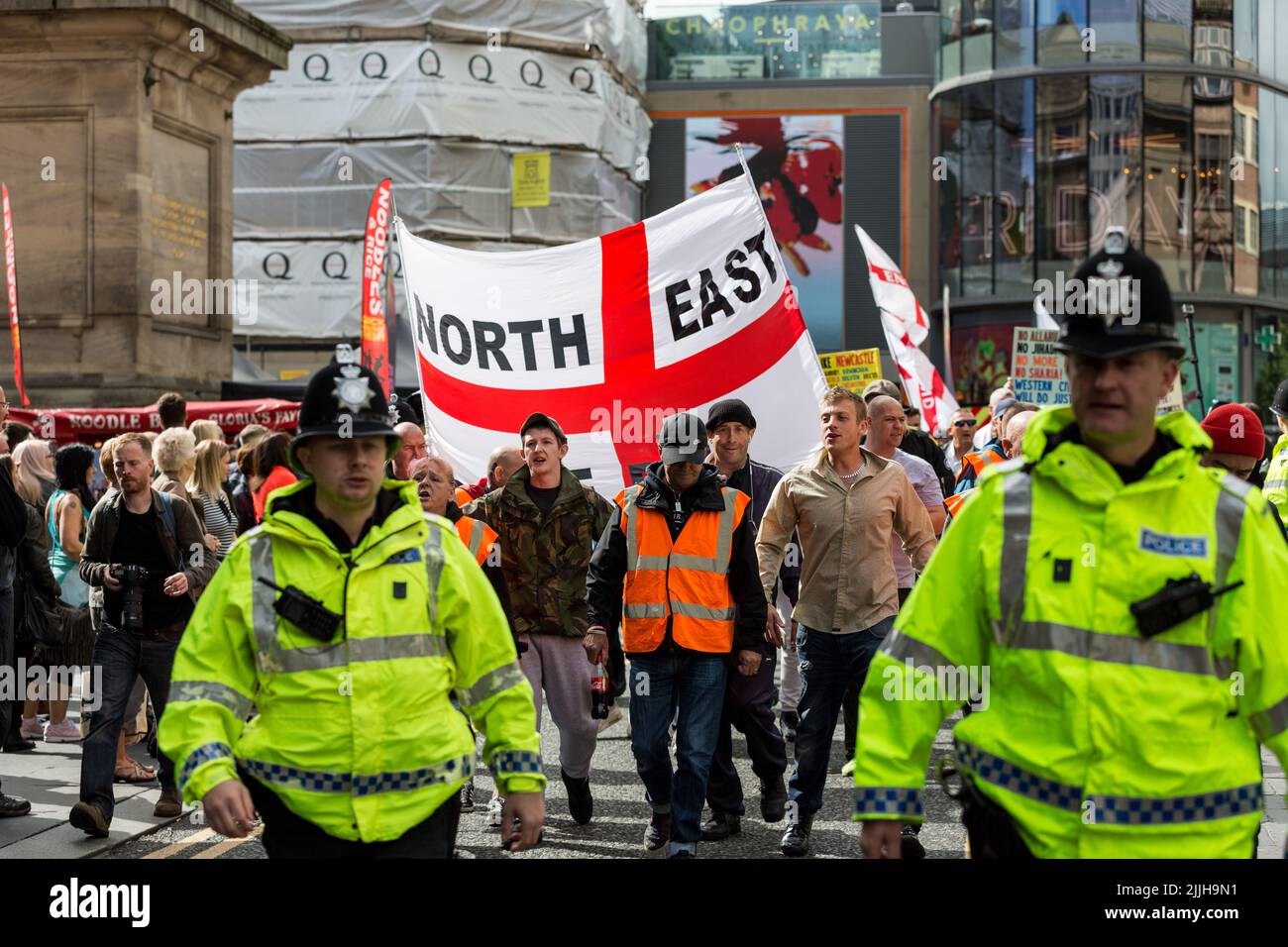 The people protesting during the EDL march through Newcastle city Stock ...