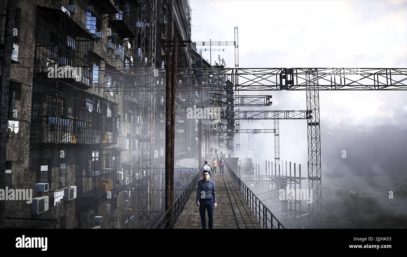 Apocalyptic city build. Overpopulation problem. Realistic 4k animation ...