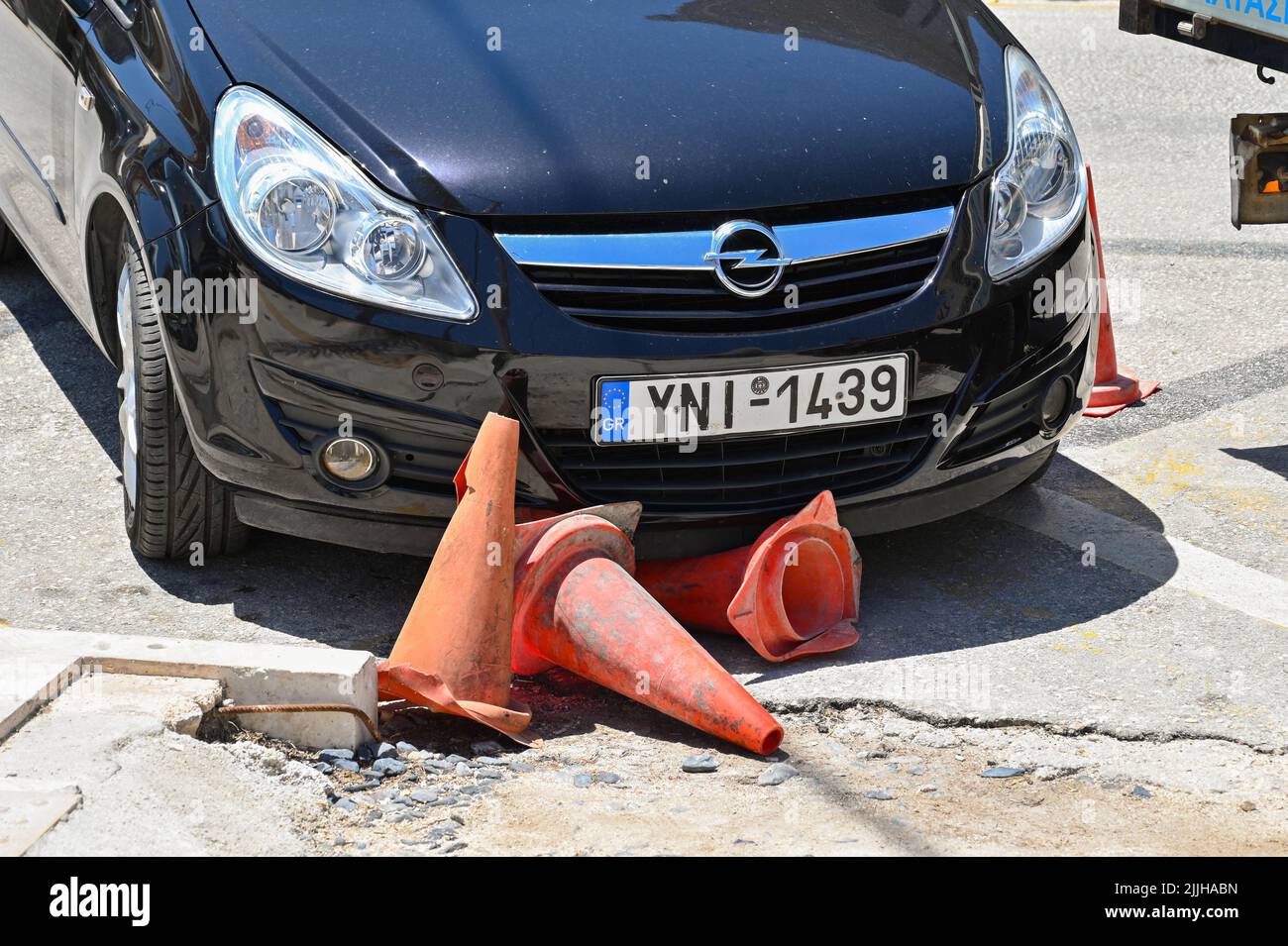 Argostili, Kefalonia, Greece - June 2022: I Car parked on a street ...