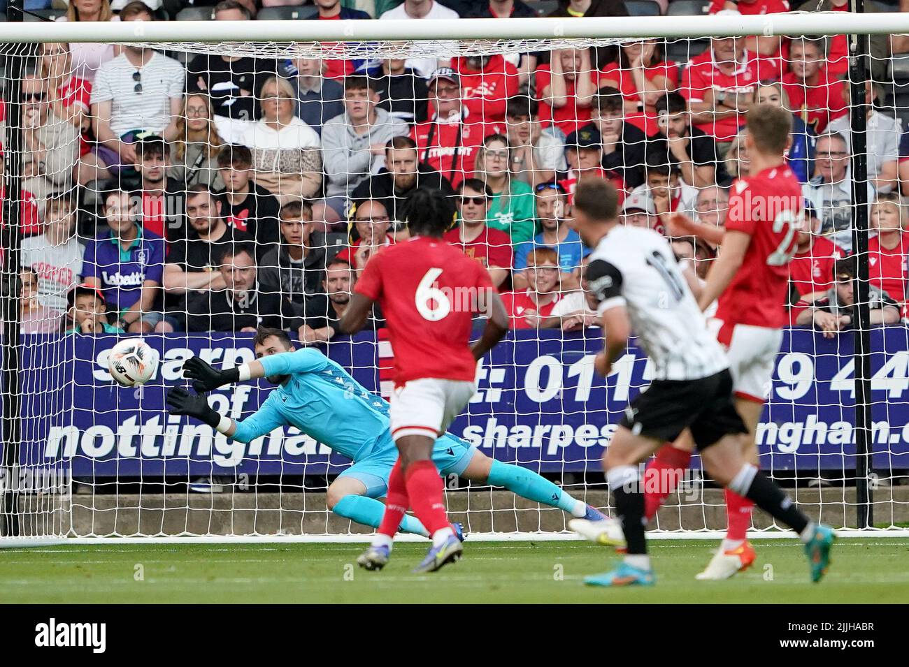 Nottingham Forest's Jordan Smith saves a shot from Notts County's Sam ...