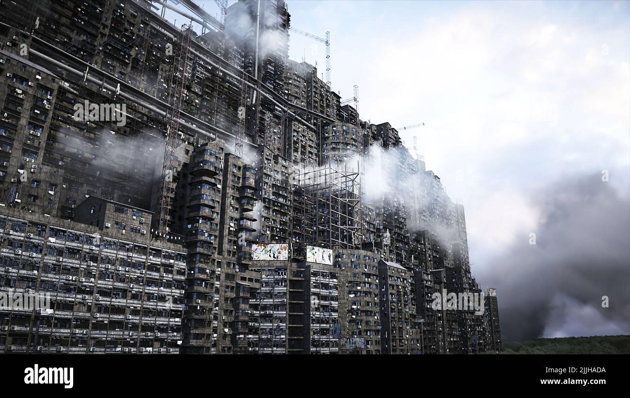Apocalyptic city build. Overpopulation problem. Realistic 4k animation ...