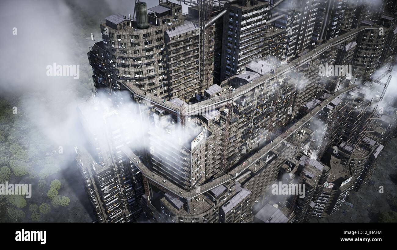 Apocalyptic city build. Overpopulation problem. Realistic 4k animation ...