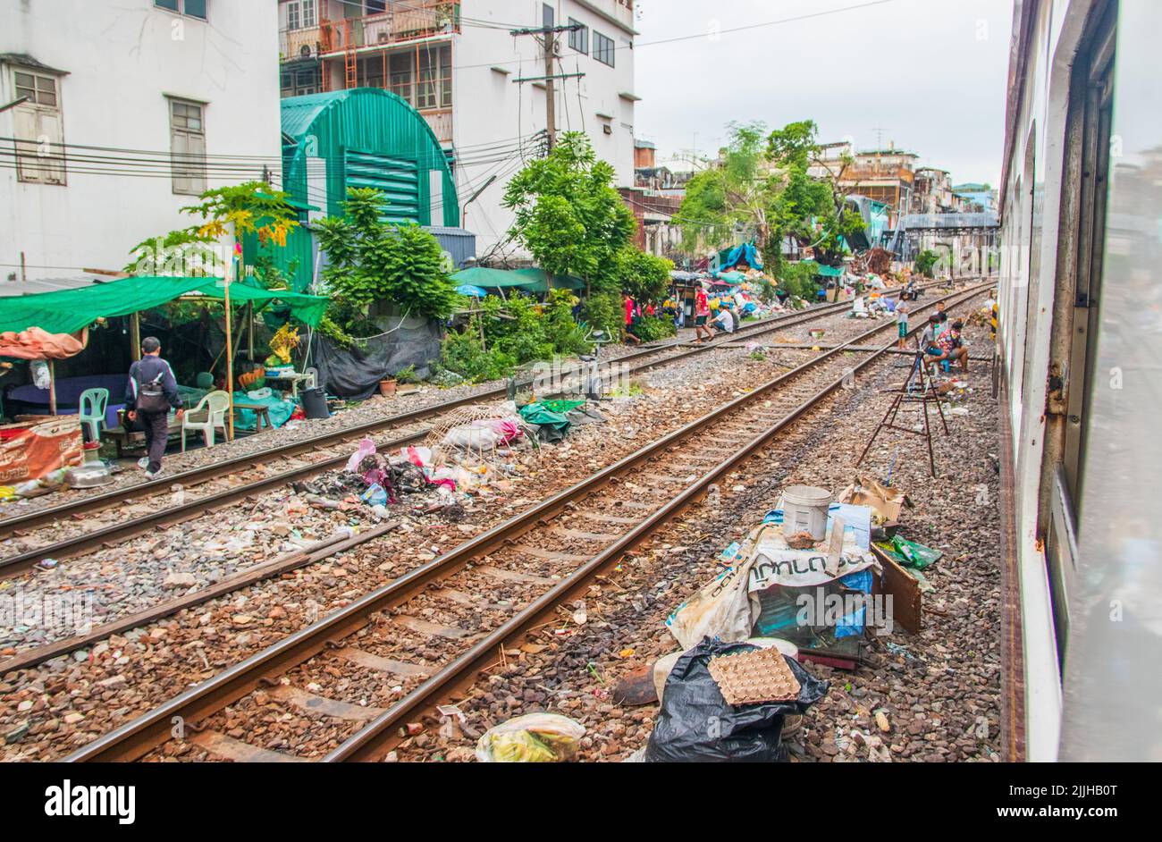 Poor people live between the train tracks directly at the Central ...
