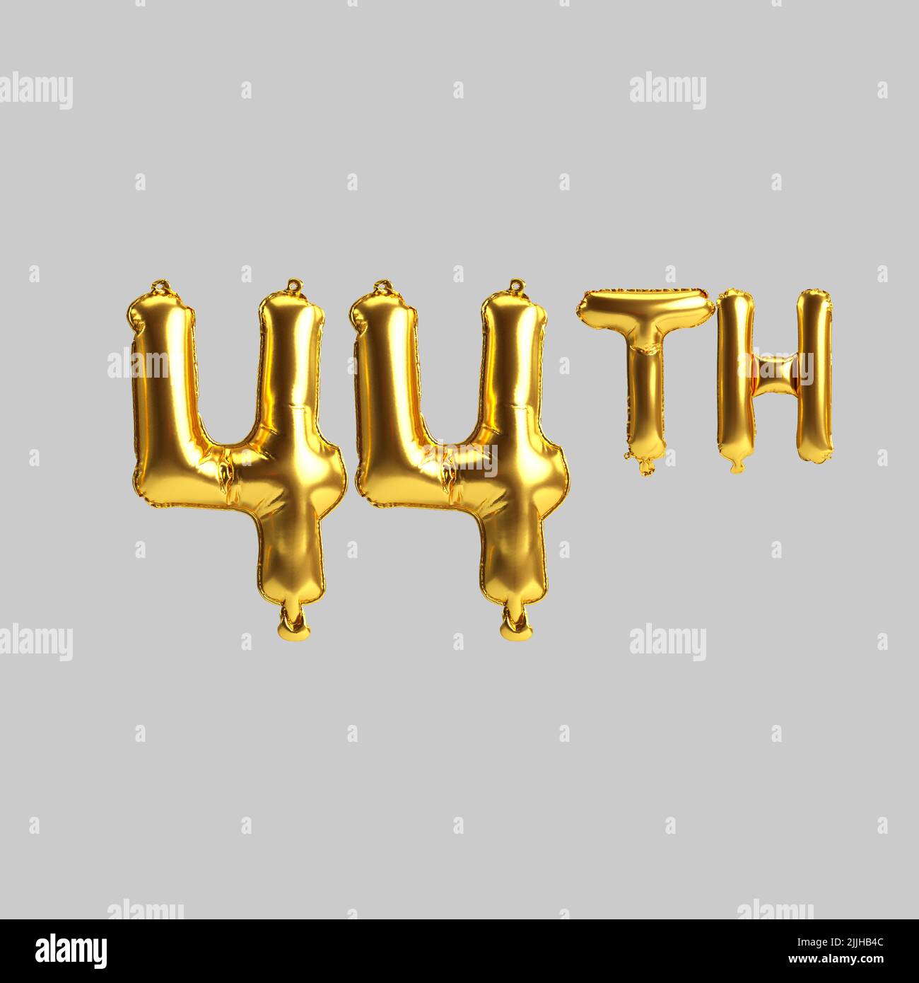 3d illustration of 44th golden balloons isolated on white background ...