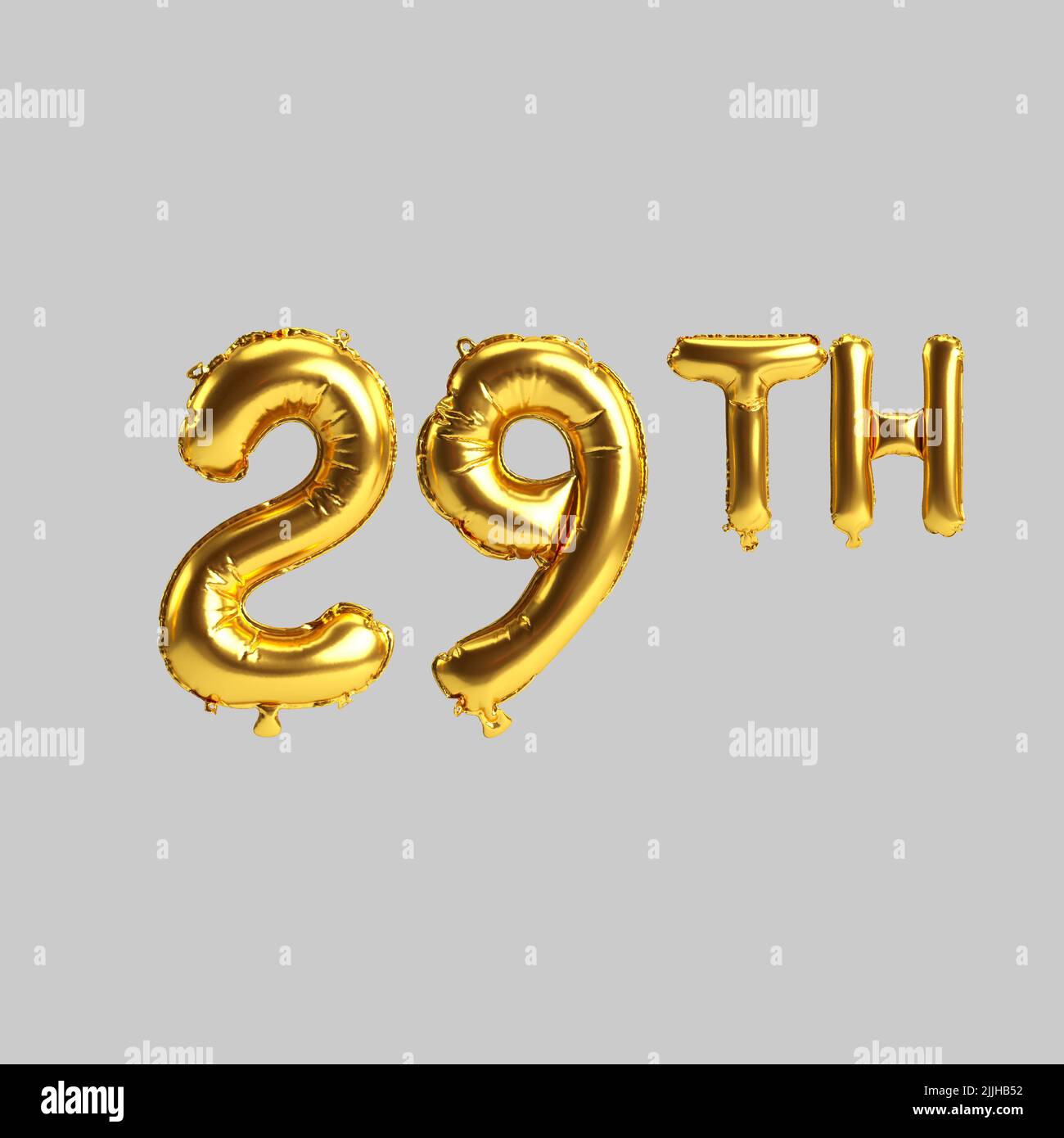 3d illustration of 29th golden balloons isolated on white background ...
