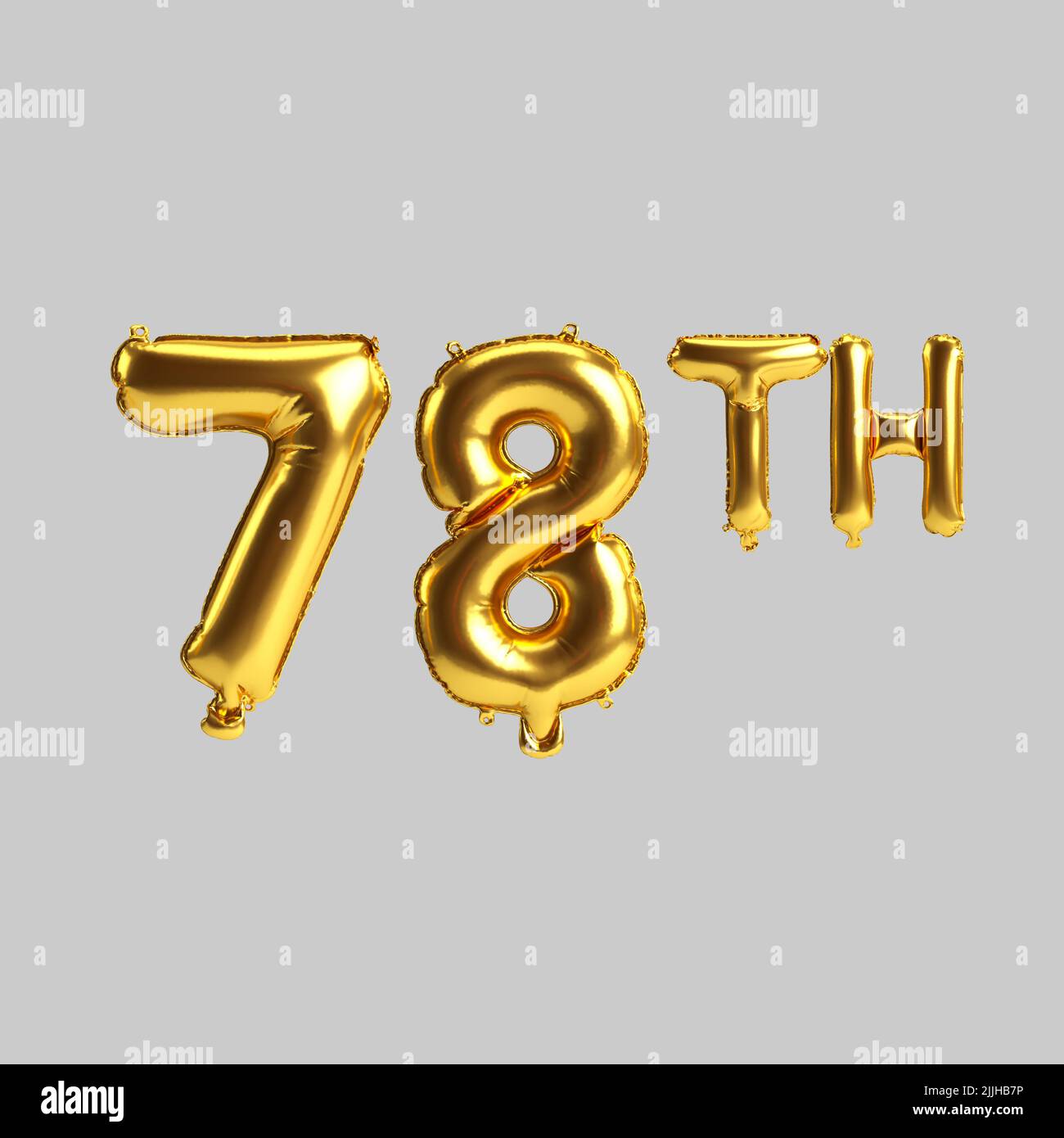3d illustration of 78th golden balloons isolated on white background ...