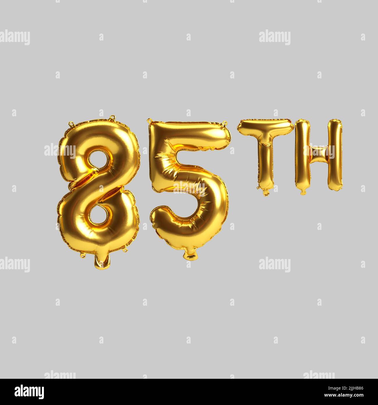 3d illustration of 85th golden balloons isolated on white background ...