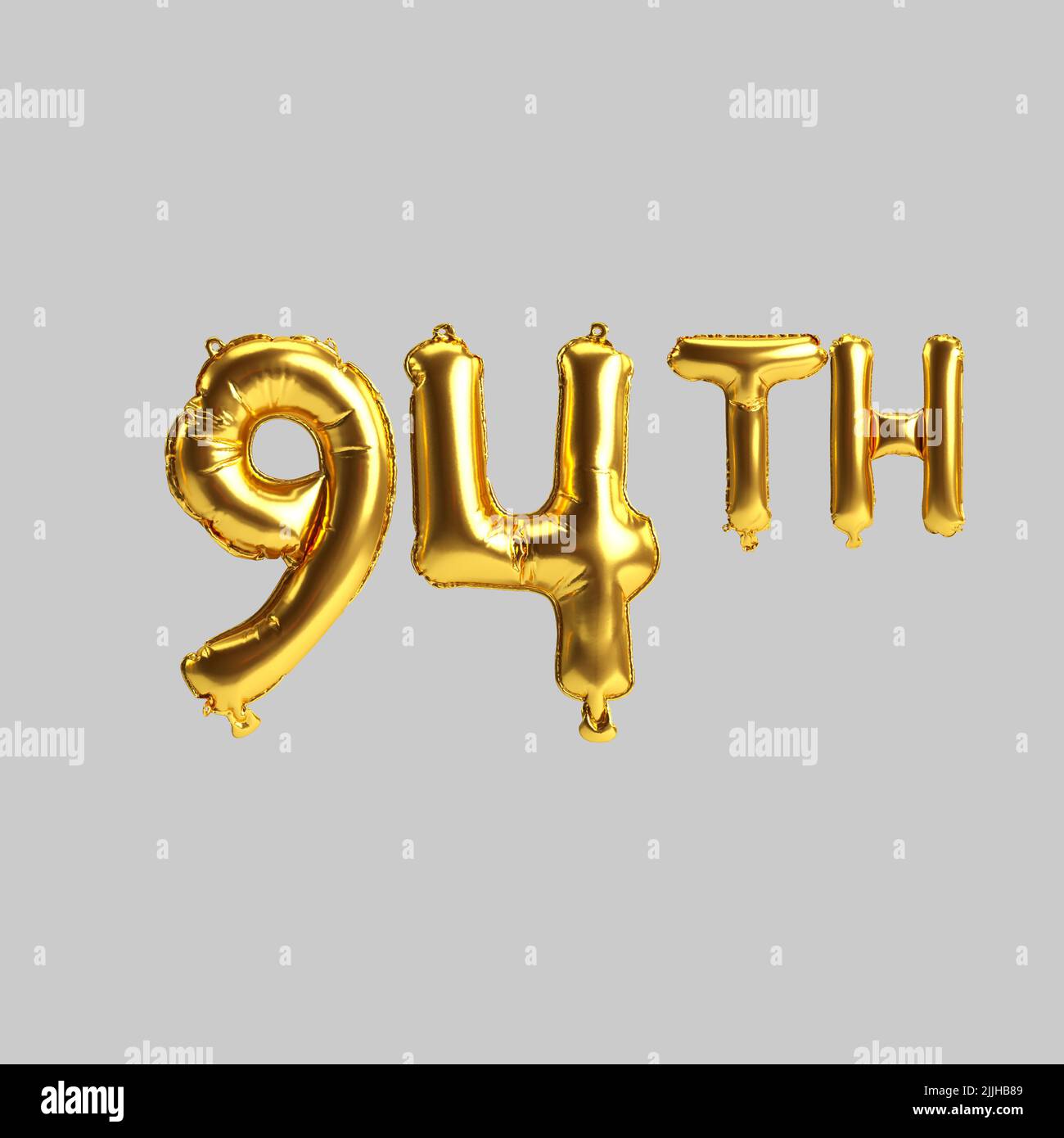 3d illustration of 94th golden balloons isolated on white background ...