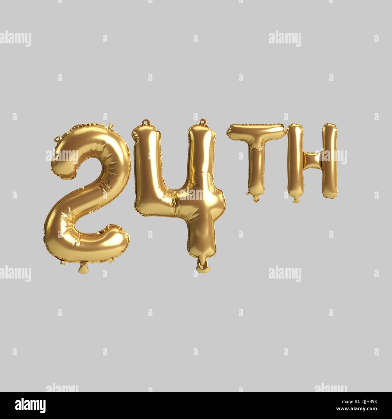 3d illustration of 24th gold balloons isolated on background Stock ...