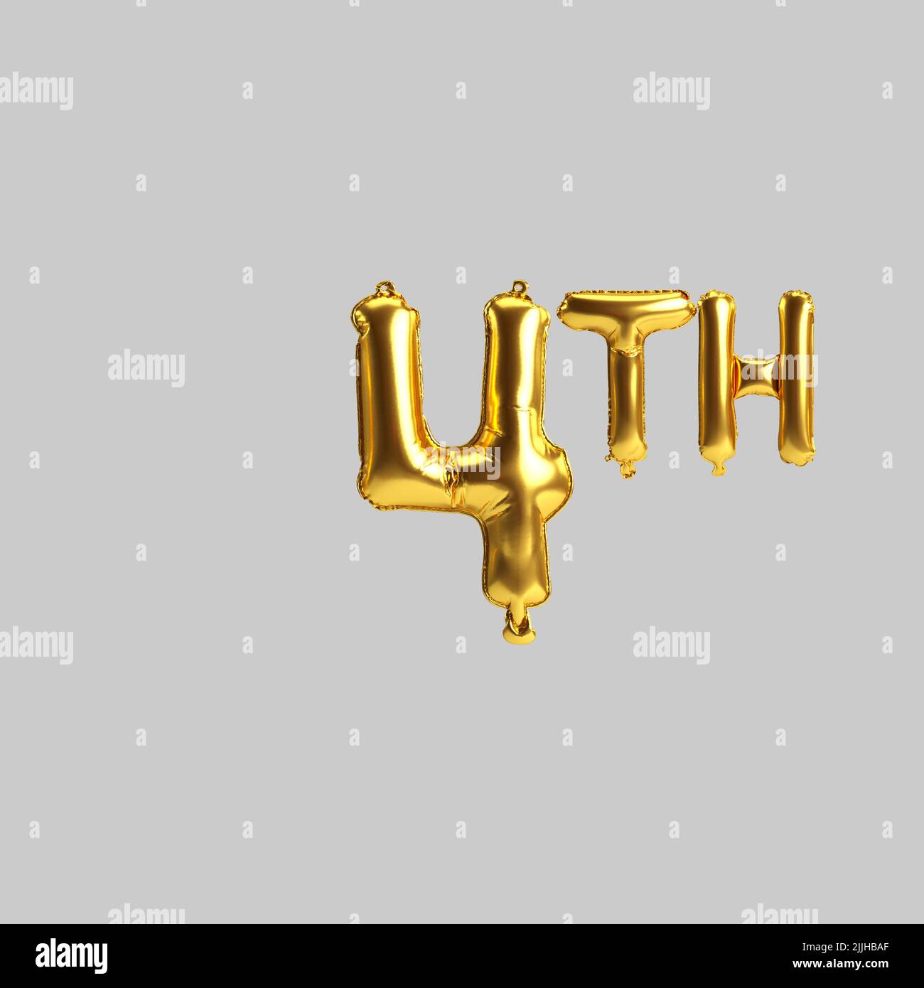 3d illustration of 4th golden balloons isolated on white background ...