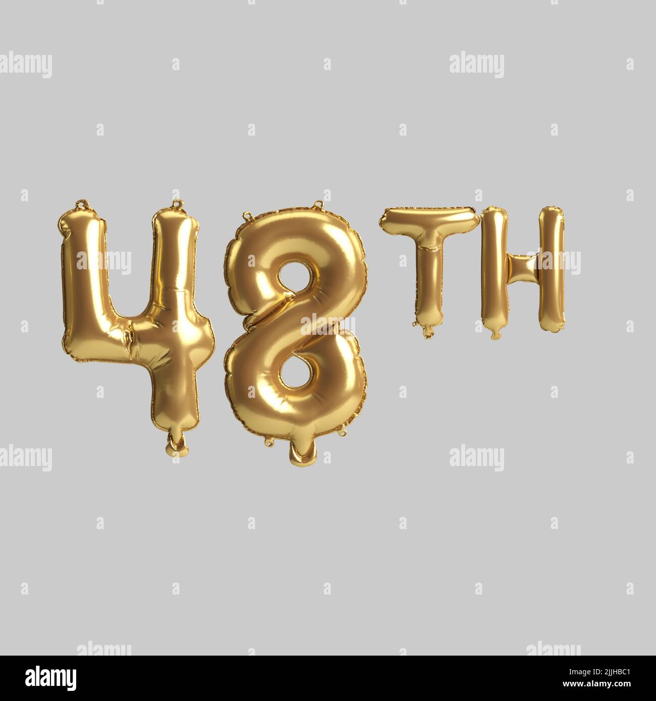 3d illustration of 48th gold balloons isolated on background Stock ...