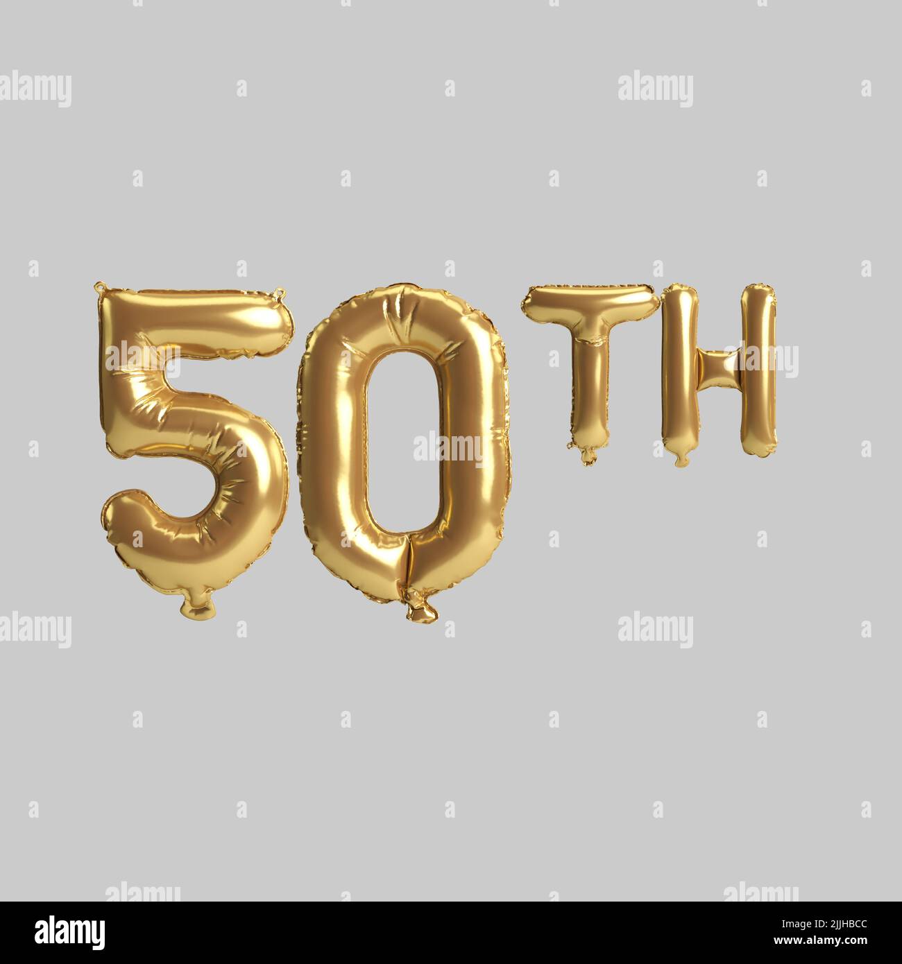 3d illustration of 50th gold balloons isolated on background Stock ...