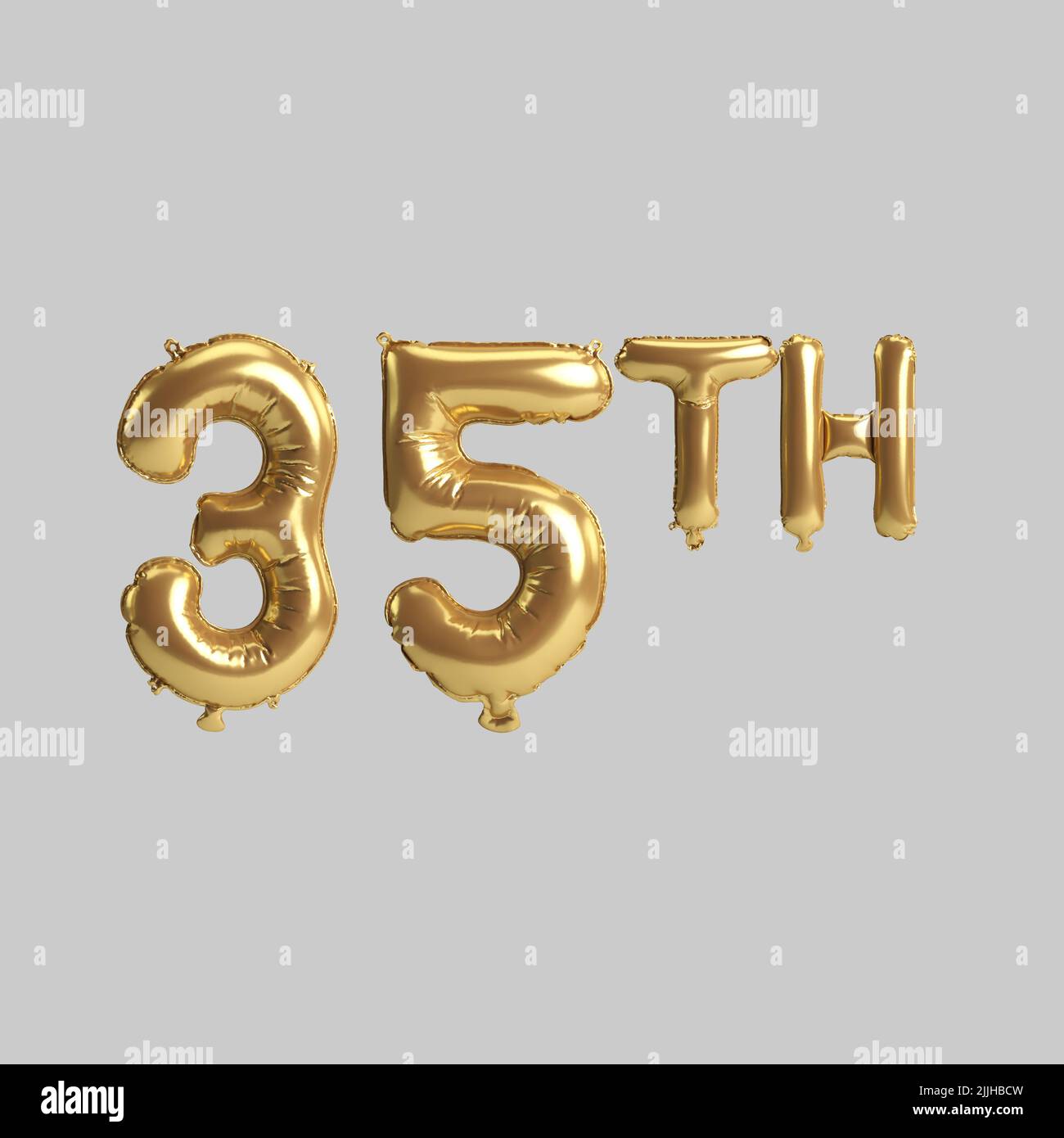 3d illustration of 35th gold balloons isolated on background Stock ...
