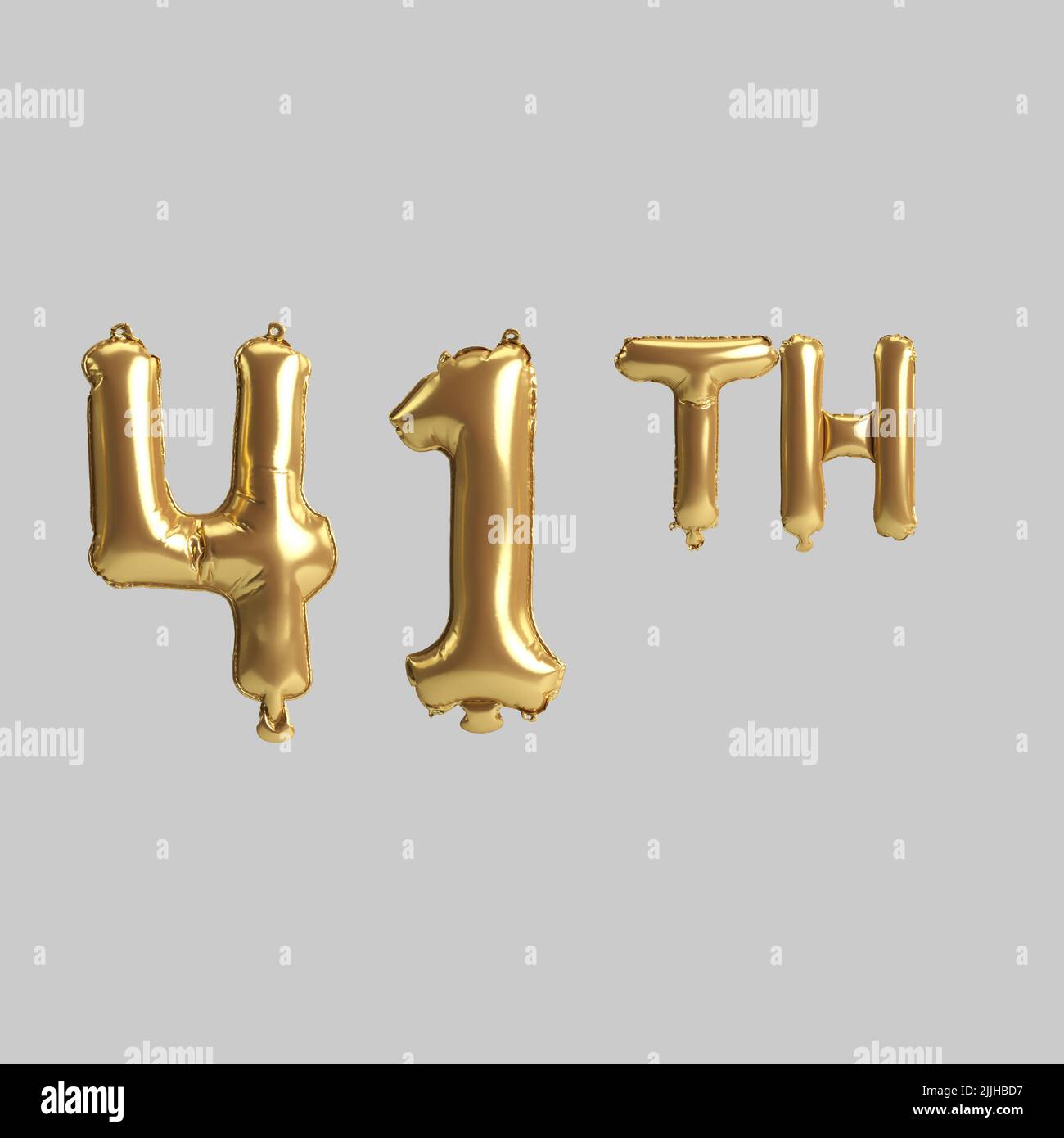 3d illustration of 41th gold balloons isolated on background Stock ...