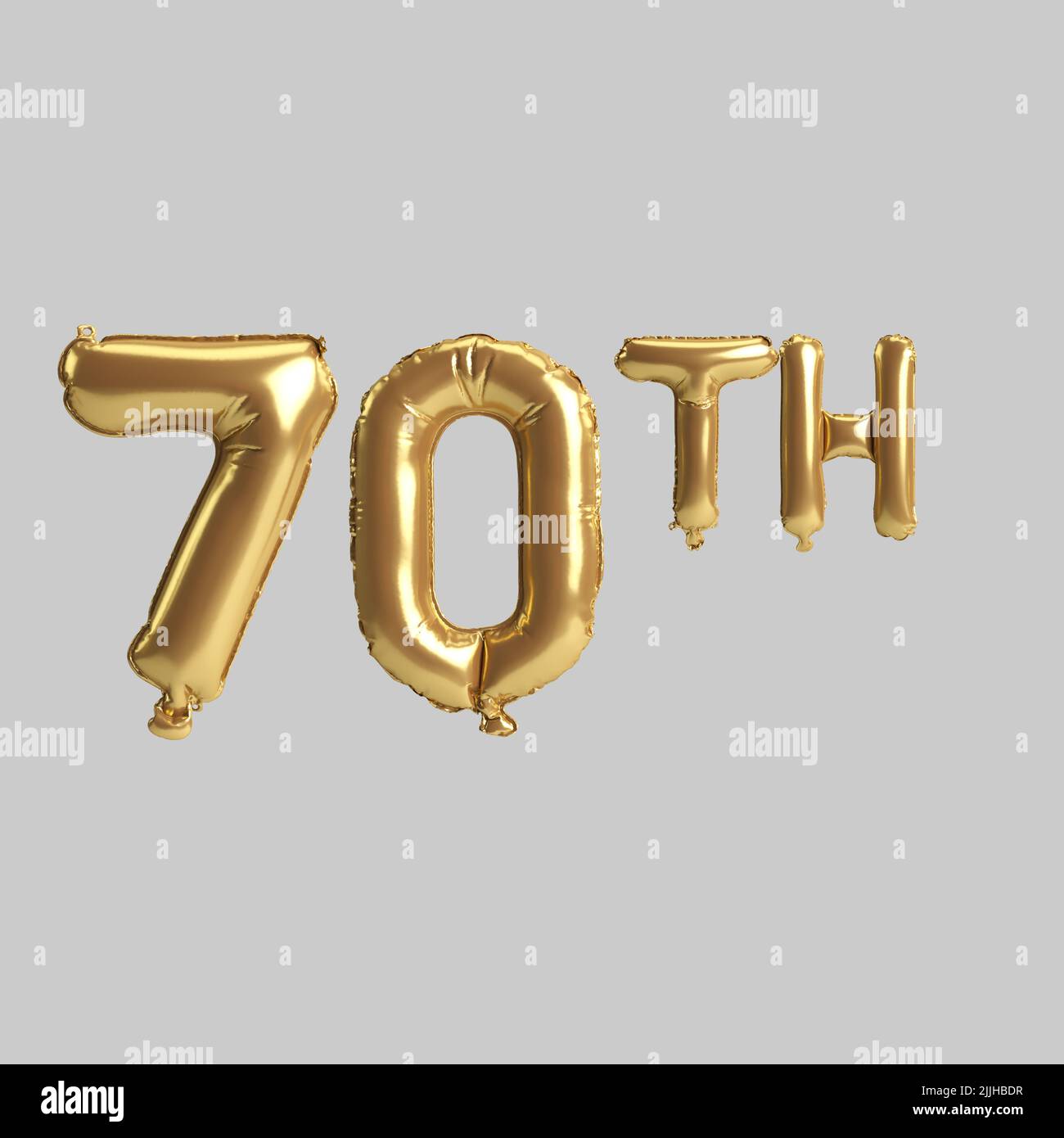 3d illustration of 70th gold balloons isolated on background Stock ...