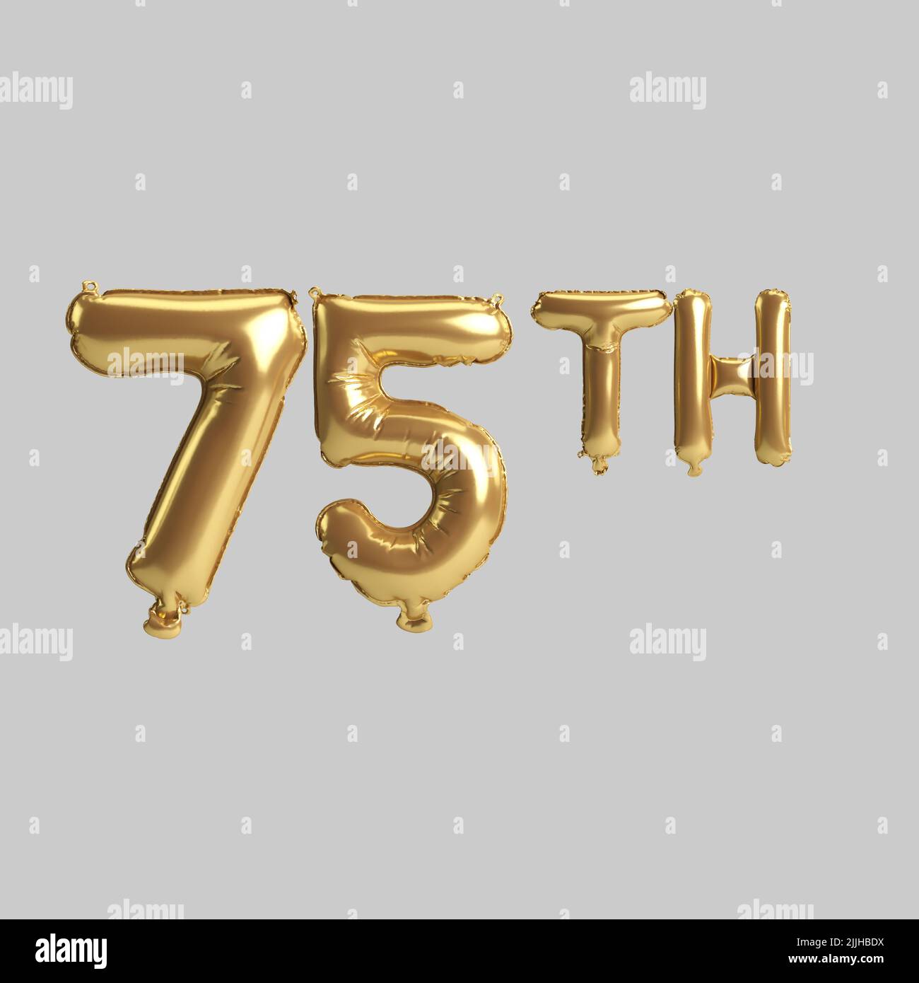 3d illustration of 75th gold balloons isolated on background Stock ...