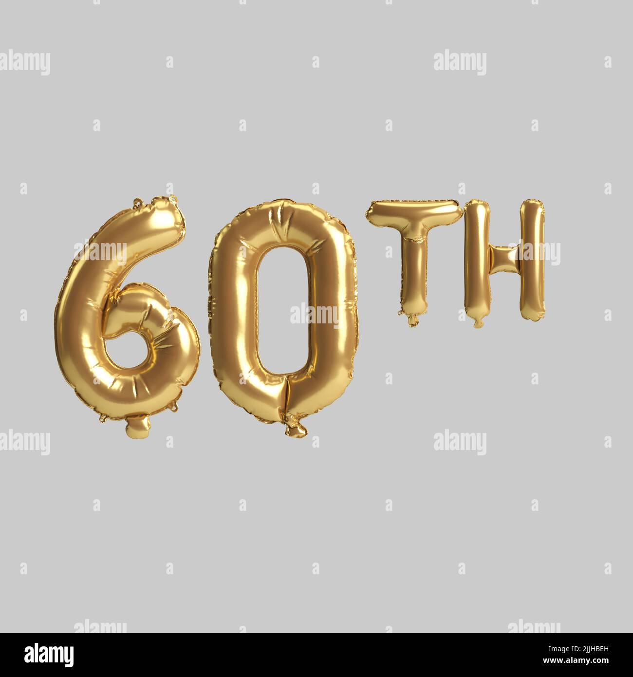 3d illustration of 60th gold balloons isolated on background Stock ...