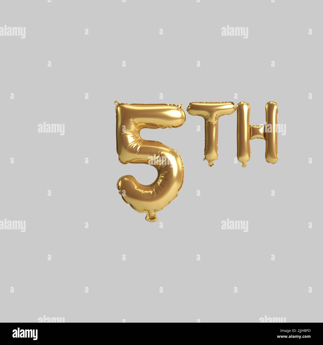 3d illustration of 5th gold balloons isolated on background Stock Photo ...