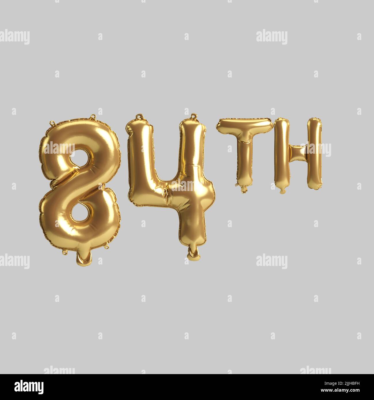 3d illustration of 84th gold balloons isolated on background Stock ...