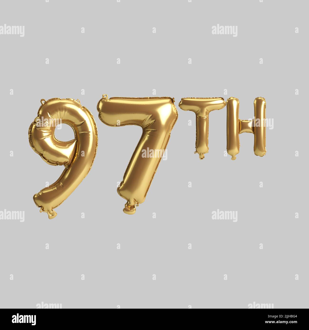 3d illustration of 97th gold balloons isolated on background Stock ...