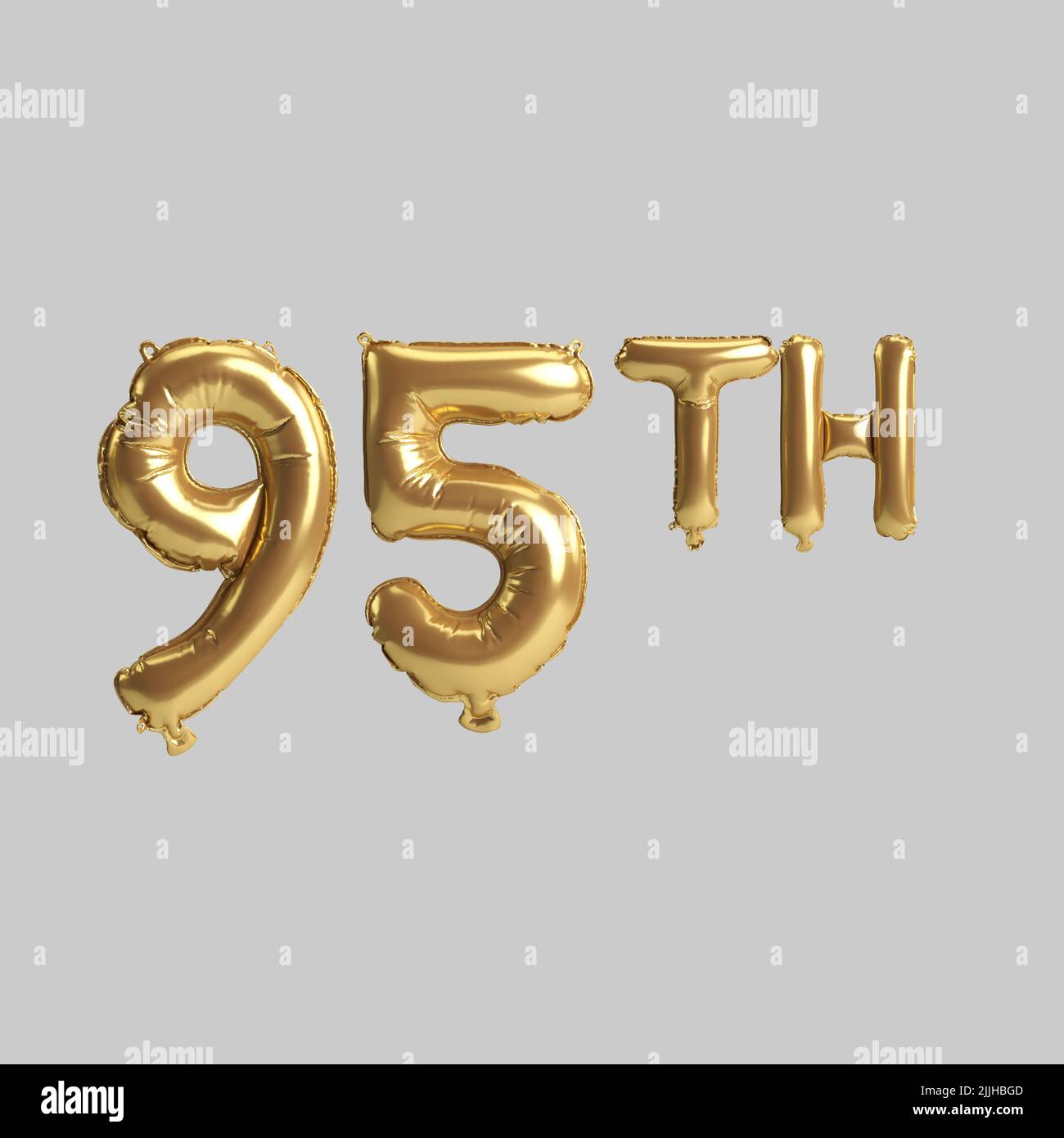 3d illustration of 95th gold balloons isolated on background Stock ...